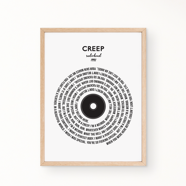 Lyric Wall Art - Creep by Radiohead - the beehive
