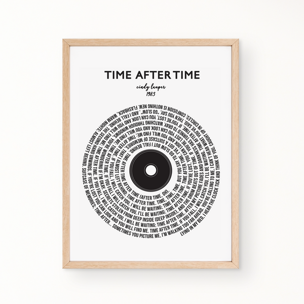 Lyric Wall Art - Time After Time by Cyndi Lauper - the beehive